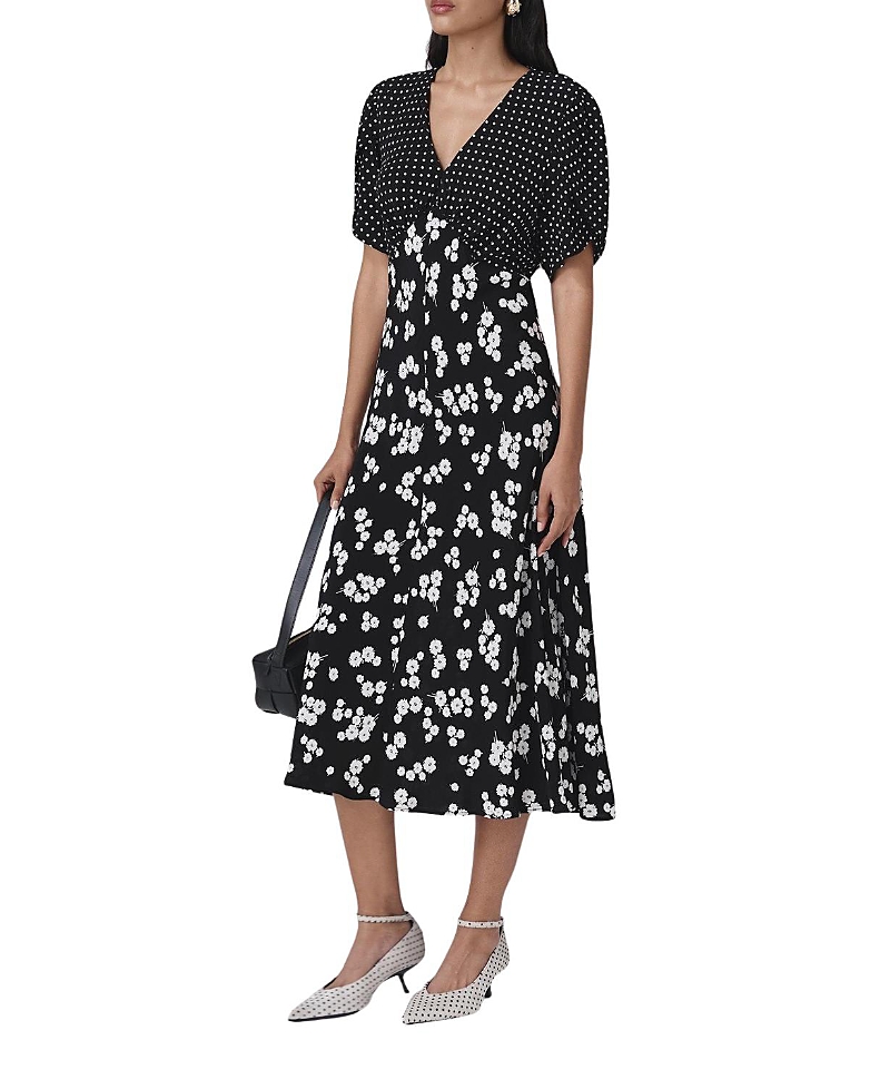 GHOST LONDON Lulu V-Neck Midi Dress